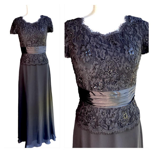 Vintage | Dresses | Vintage May Queen Couture Black Beaded Gown B27 ...